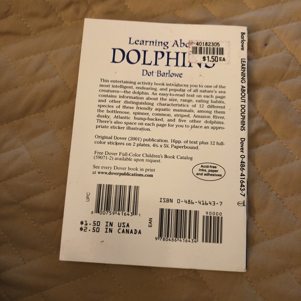 Learning About Dolphins (Dover Little Activity Books) by Sy Barlowe ...