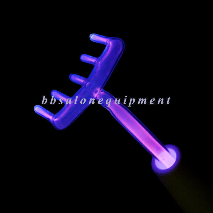 High Frequency Rake Electrode Wand Glass Tube Violet Orange Facial Skin ...