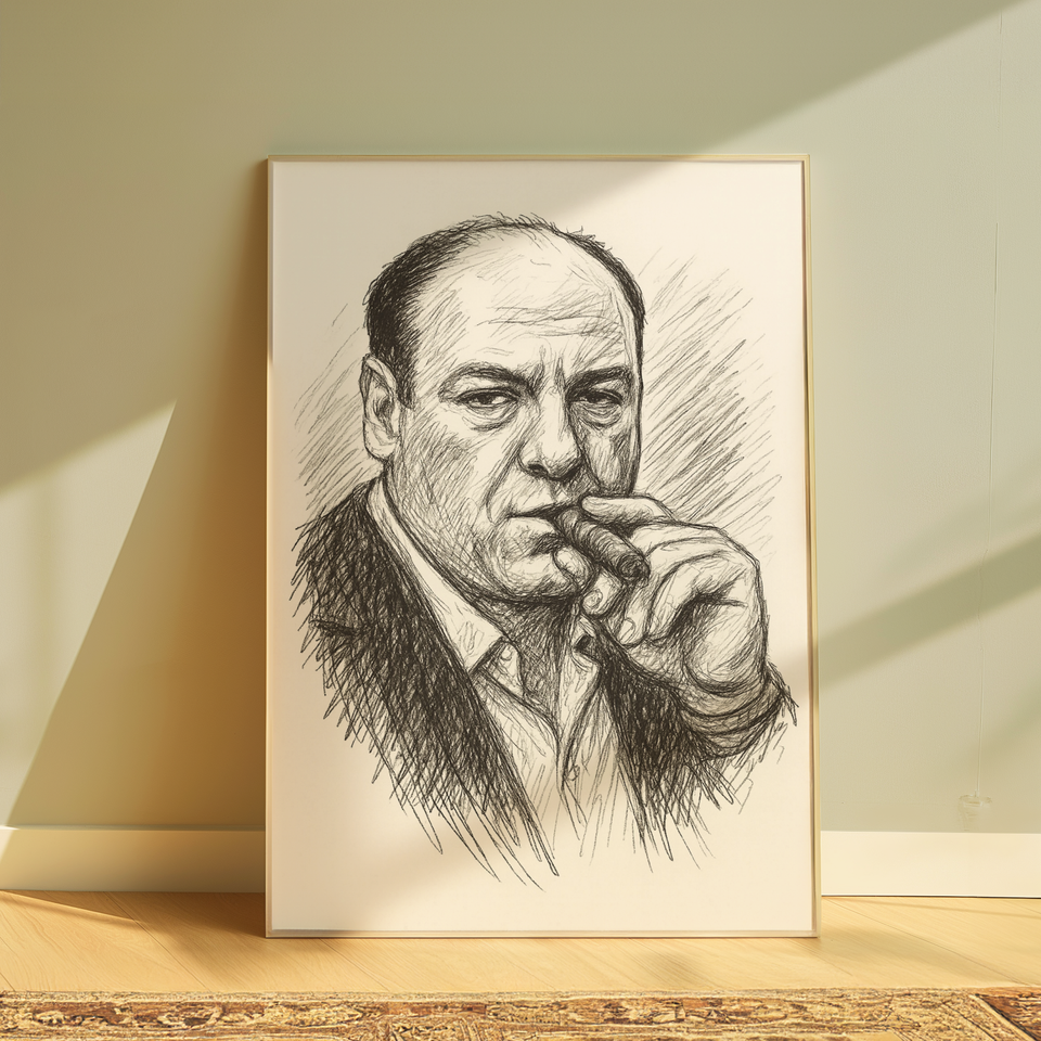 TONY SOPRANO THE SOPRANOS DRAWING PRINT PORTRAIT SKETCH 8" x 10" PRINT ...