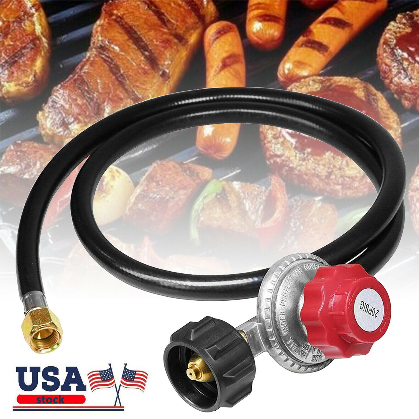 Adjustable Propane Gas Regulator Hose BBQ Grill Burner Tank with 4ft ...