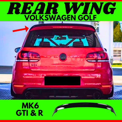 For VW Golf MK6 GTI R Hatchback Rear Spoiler Gloss Black Roof Wing ...