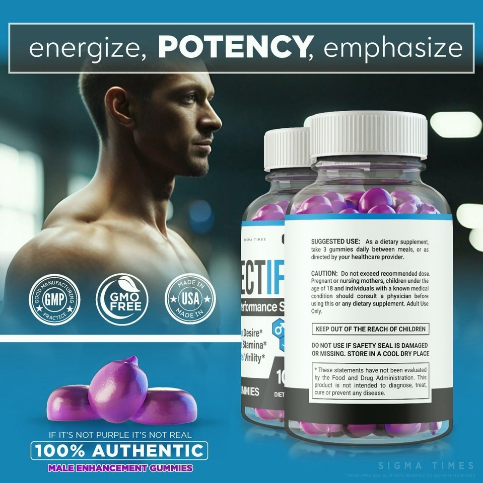 Erectifil Male Performance Gummies, Stamina & Virility Supplement for ...