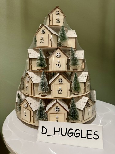 BRAND NEW HOBBY LOBBY LIGHT UP 5 TIER WOODEN VILLAGE ROTATING ADVENT ...