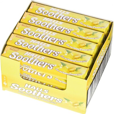 Halls Soothers Honey & Lemon Flavour Pack of 10 x 45gm Cough Drops ...