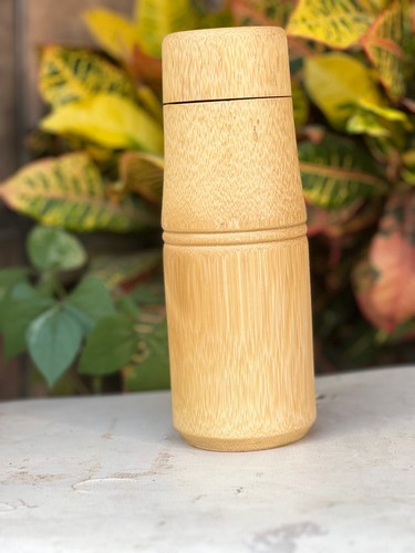 Handmade Bamboo Large Steel Bottle 750 ml bottle Water Hot/Cold Real ...