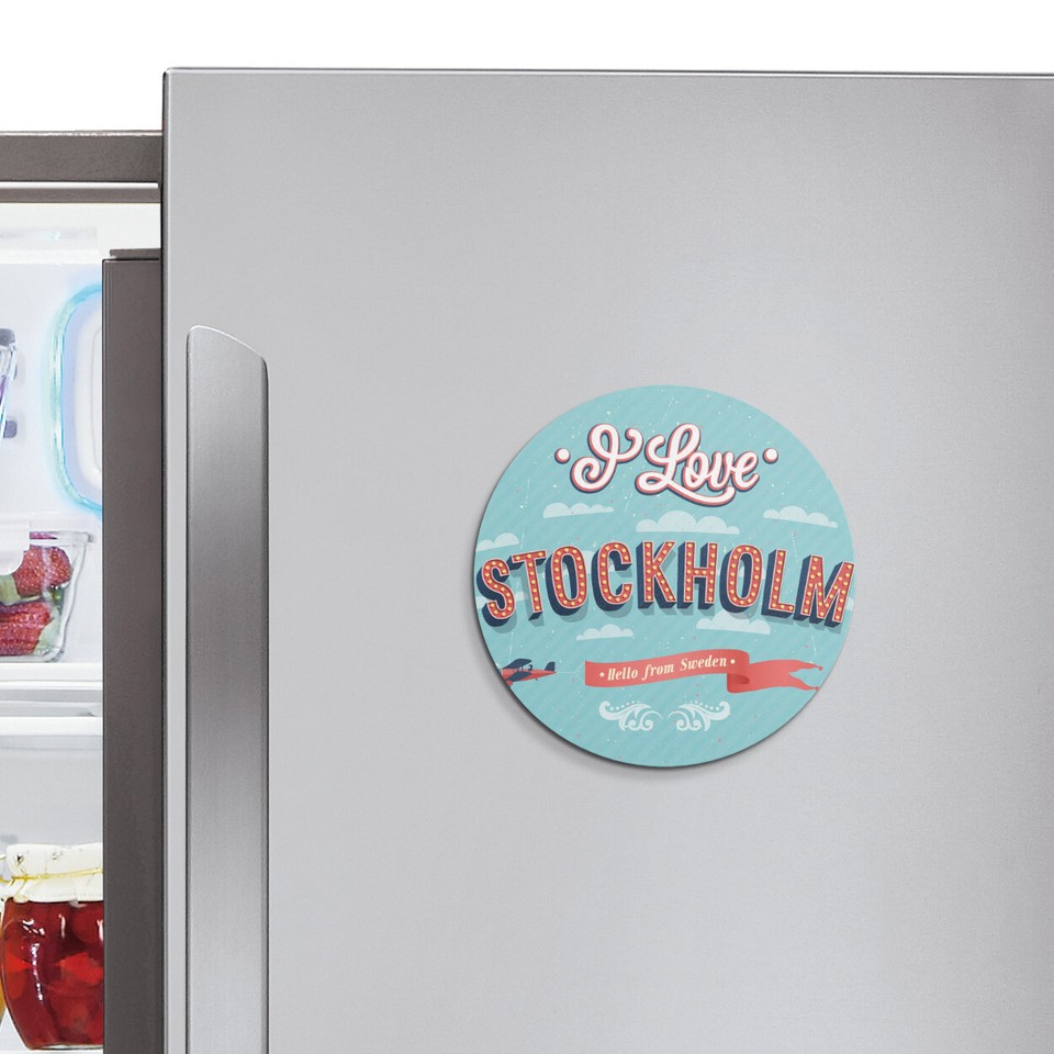 I Love Stockholm Sweden Vintage Travel | 4'' X 4'' Round Decorative ...