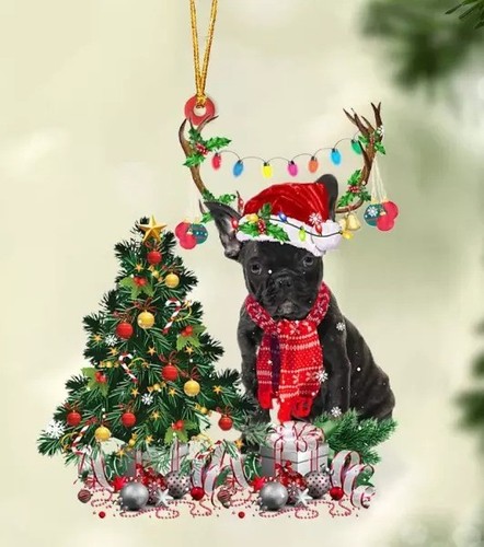 French Bulldog Christmas Tree Gift Hanging Christmas Hanging Ornament ...