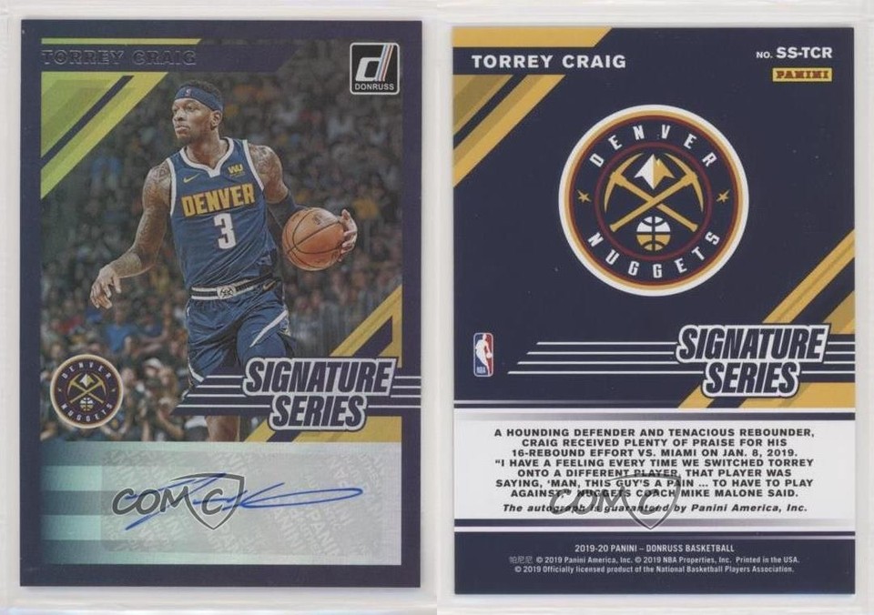 2019-20 Panini Donruss Signature Series Torrey Craig #SS-TCR Auto 0d0f ...