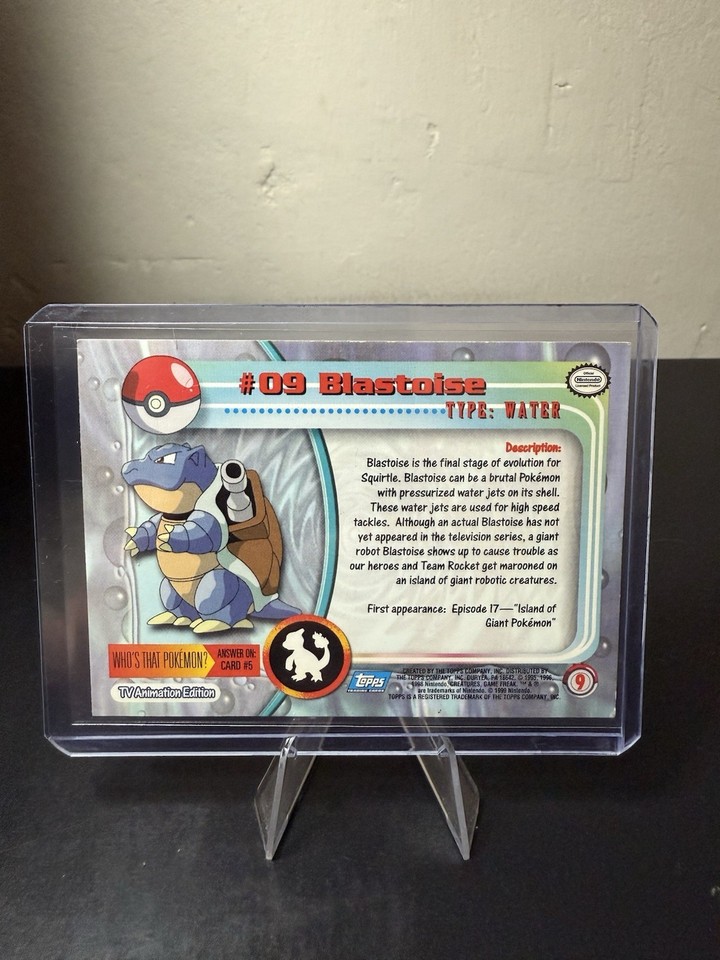 💥 1999 Topps Pokémon TCG Blastoise - # 09- Non-Holo - TV Series 1 Blue ...