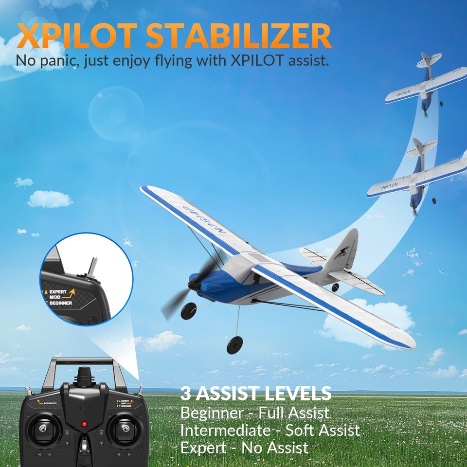 Volantexrc RC Plane Trainer Sport Cub 4CH Remote Control Airplane Blue ...
