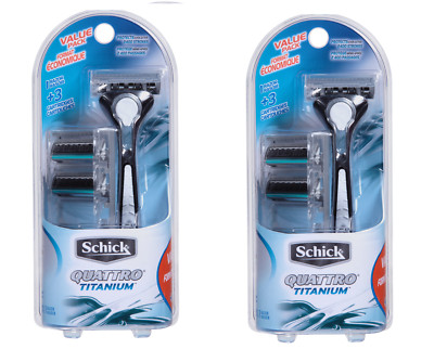 Schick Quattro Titanium Razor Kit (Includes 3 Cartridges) (2 pack) | eBay