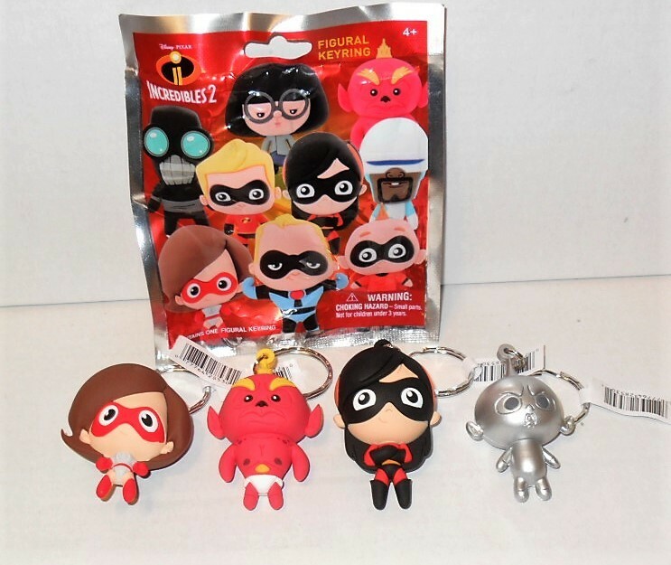DISNEY PIXAR INCREDIBLES 2 FIGURAL KEYRING LOT OF (4) LOOSE AS PICTURED ...