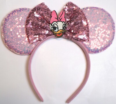 Daisy Duck Minnie Mouse Purple Sequin Bow Headband Ears/Daisy duck Ears ...