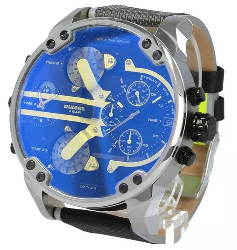 Diesel Mr Daddy 2.0 Chronograph Silver Black Yellow Nylon Mens Watch ...