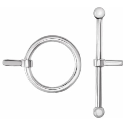 23.25mm ring 44.4mm bar SOLID 14k White Gold Toggle Ball end Clasp Set ...