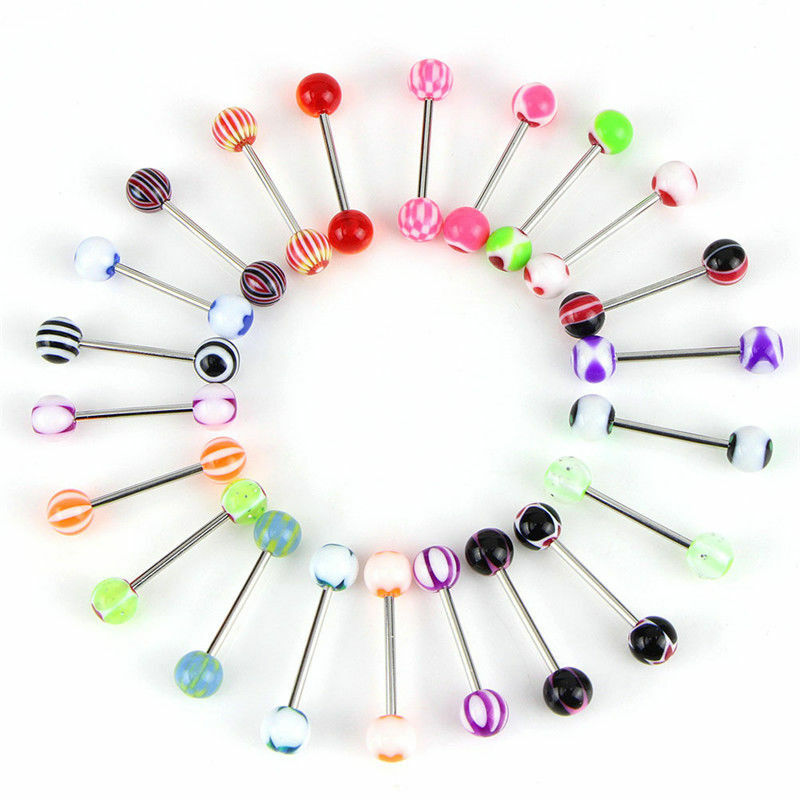 2021 New 20/1 Colorful Arcyl Bar Tongue Rings Body Piercing Jewelry ...