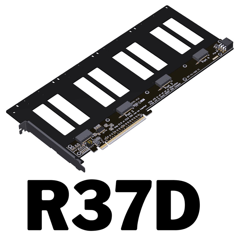 ADT-Link PCIe 5.0x16 to 4-Port U.2/EDSFF hard drive split adapter ...