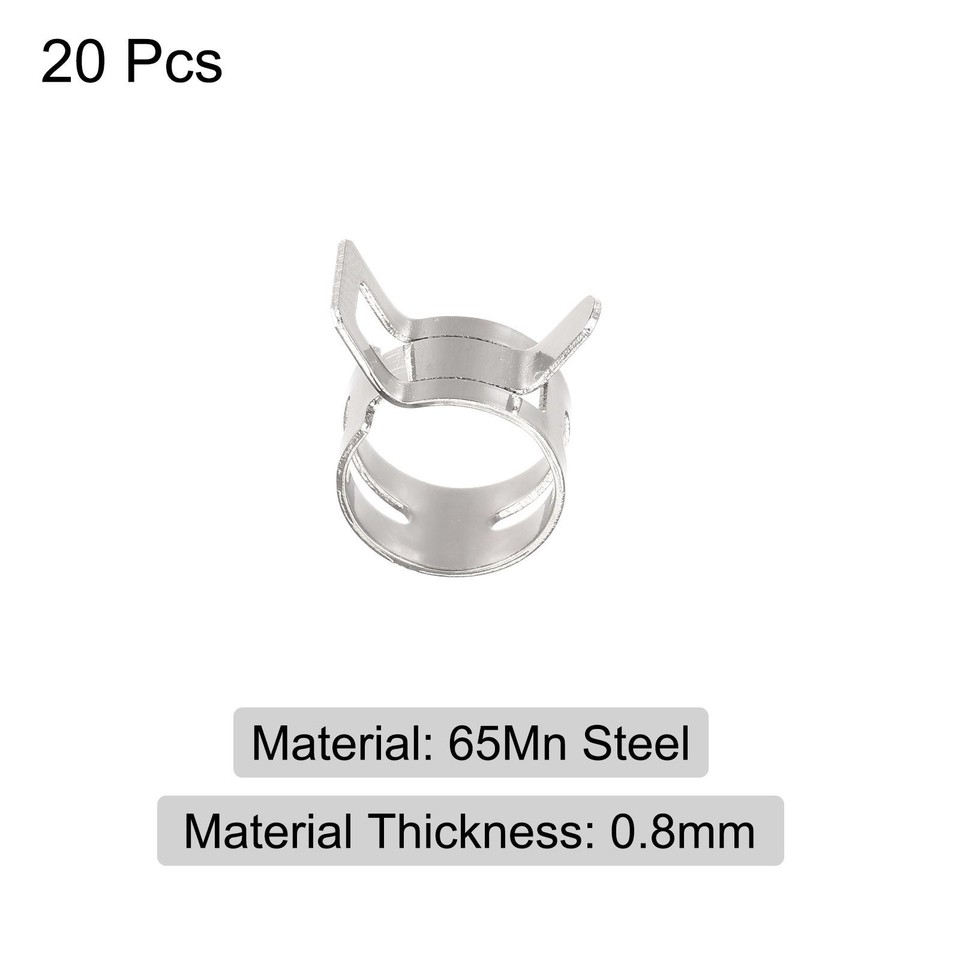 Spring Hose Clamp, 20pcs 65Mn Steel 15mm Low Pressure Air Clip, Nickel ...