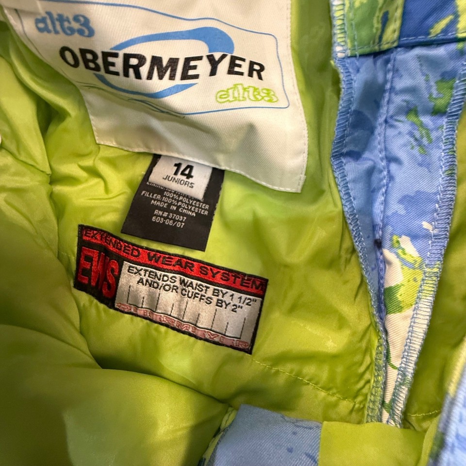 Obermeyer Alt3 Youth Ski Pants Malibu Print Size 14 Pockets Insulated ...