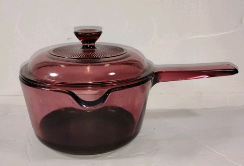 Vision Corning Cranberry Cookware 1 L Saucepan Pot w PYREX Lid Non ...