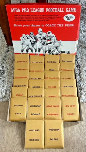 Vintage APBA NFL Pro Football Game~All 1974 (26) Teams in Envelopes ...