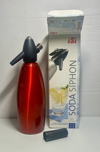 ISI Brand Soda Siphon Seltzer 1 L Red Bottle Austria Uses CO2 | eBay