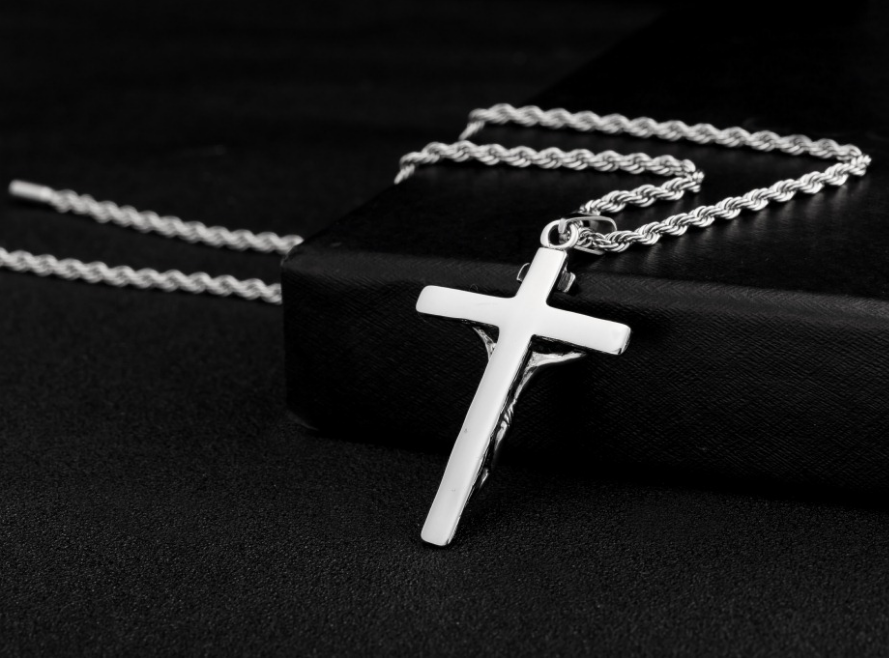 Stainless Steel Pendant Necklace Crucifix Cross Jesus Silver 20" Chain ...