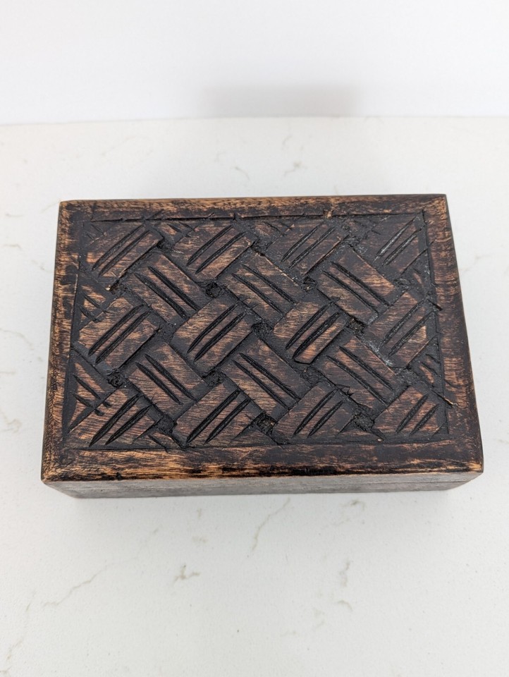 Wood Tobacco Hinged Box 7×5×2.5 Vintage Antique Cigars Trinkets ...