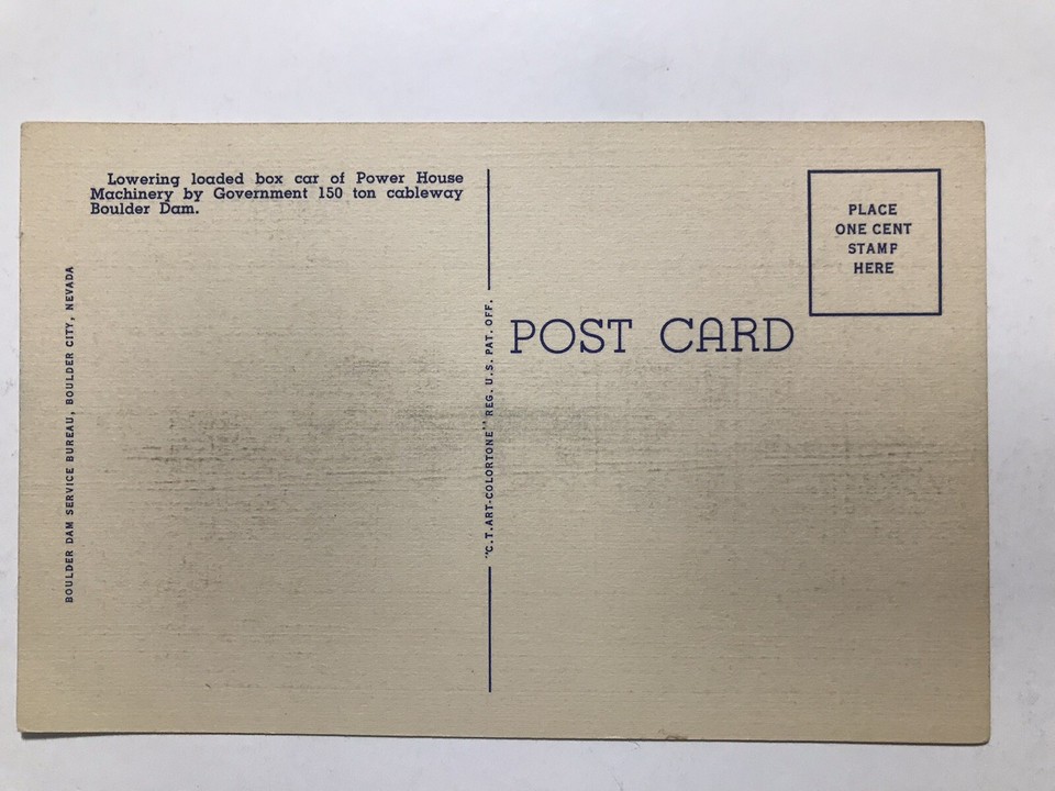 1940 Lowering Loaded Box Car Boulder Dam Postcard | eBay