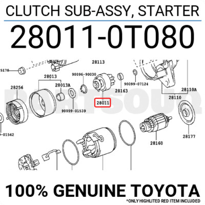 280110T080 Genuine Toyota CLUTCH SUB-ASSY, STARTER 28011-0T080 | eBay