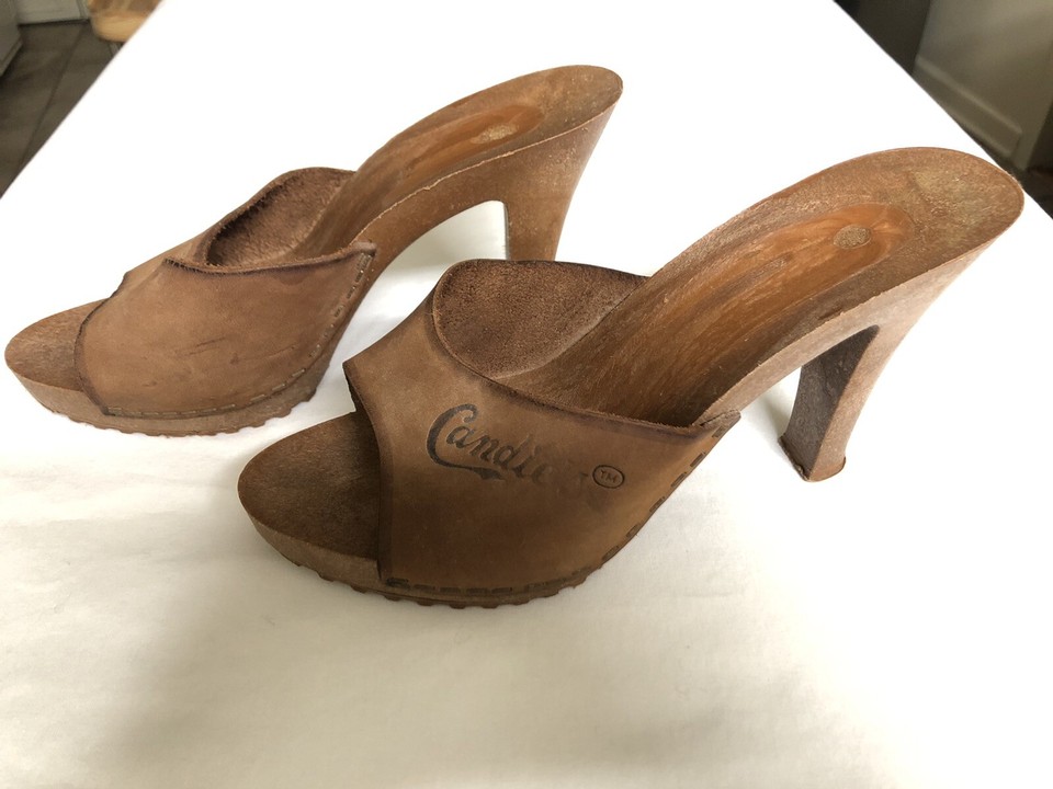 Vintage 1970s-80s Candies Brown High heel Slides Size 5 | eBay