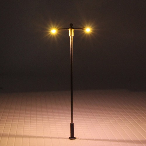 10pcs Model Railway HO Scale Lamp Warm White Two-heads LED Street Light ...