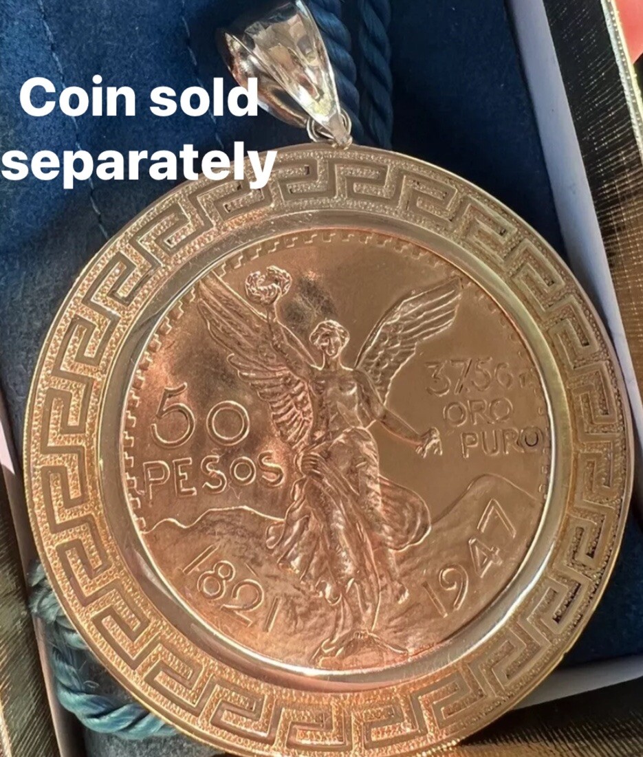 GOLd Bezel 50 pesos pendant 14k mexican centenario coin frame bisel ...
