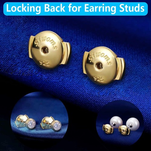 14K Gold Locking Earring Backs For Studs Hypoallergenic Secure Fit 8Mm ...