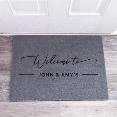 Personalised Doormat - Outdoor - Weatherproof - Grey - Welcome Family ...