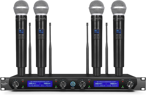 Wireless Microphone System, with 4 Handheld Mics, Metal Build, Fixed ...