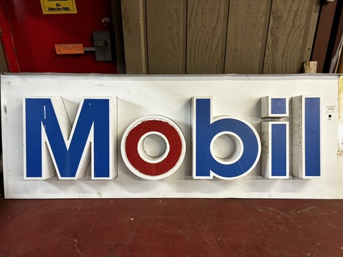 Mobil Block Letters Oil Gas Station Sign All-Original Vintage 3’ x 8’4 ...