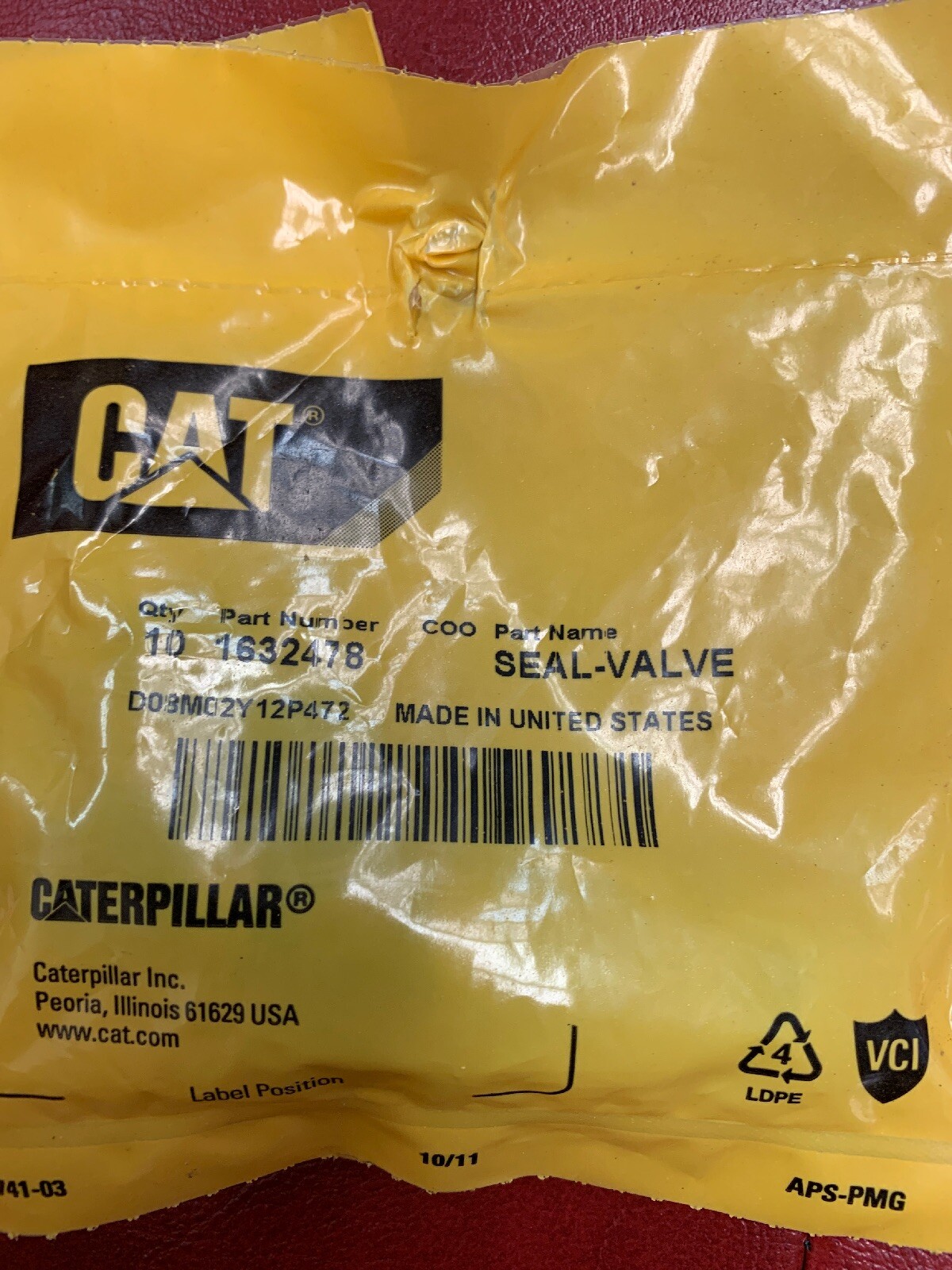 10 NEW Genuine Caterpillar (CAT) 163-2478 or 1632478 SEAL-VALVE, LOT OF ...