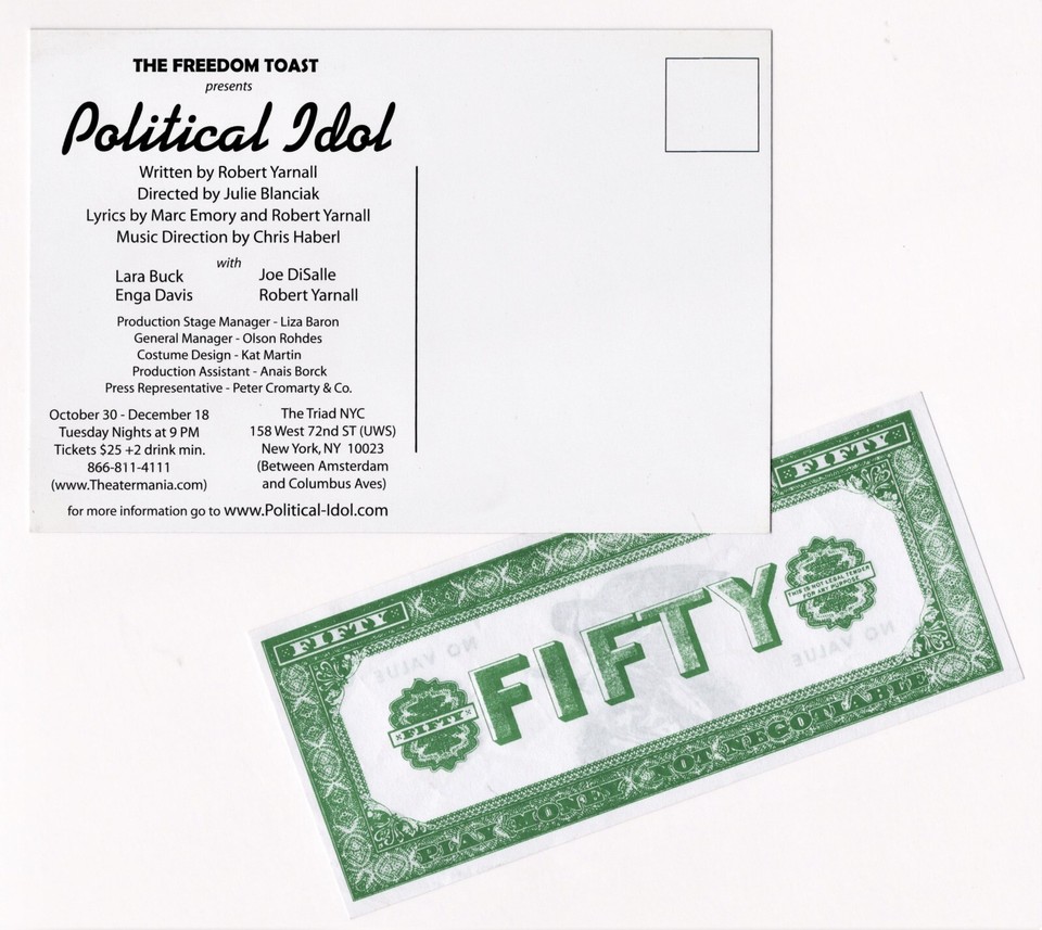 Robert Yarnell "POLITICAL IDOL" Lara Buck / Enga Davis 2007 Postcard ...