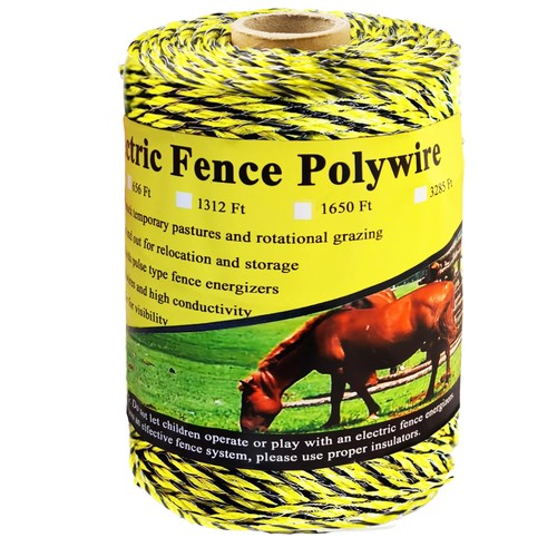 330 Feet Electric Fence Polywire, 100 Meters 1/8" Diameter Portable 330 ...