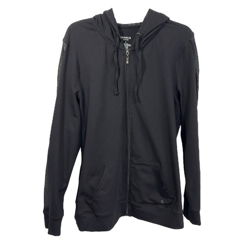 Torrid Active Plus Size 2X Jacket Full Zip Hoodie Athleisure Mesh Black ...