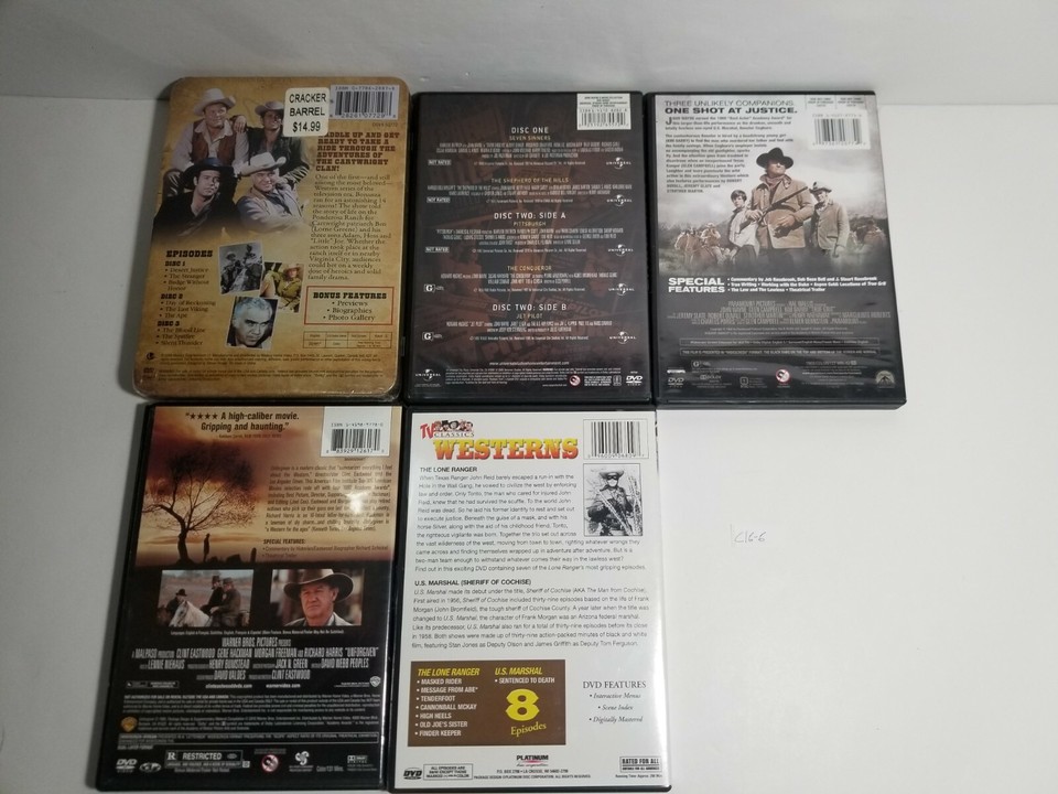 Lot 7 Movies & 11 episodes DVDS Clint Eastwood John Wayne WESTERNS War ...