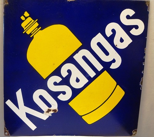 VINTAGE KOSAN GAS LPG CYLINDER PORCELAIN ENAMEL SIGN RARE PETROLIUM ...