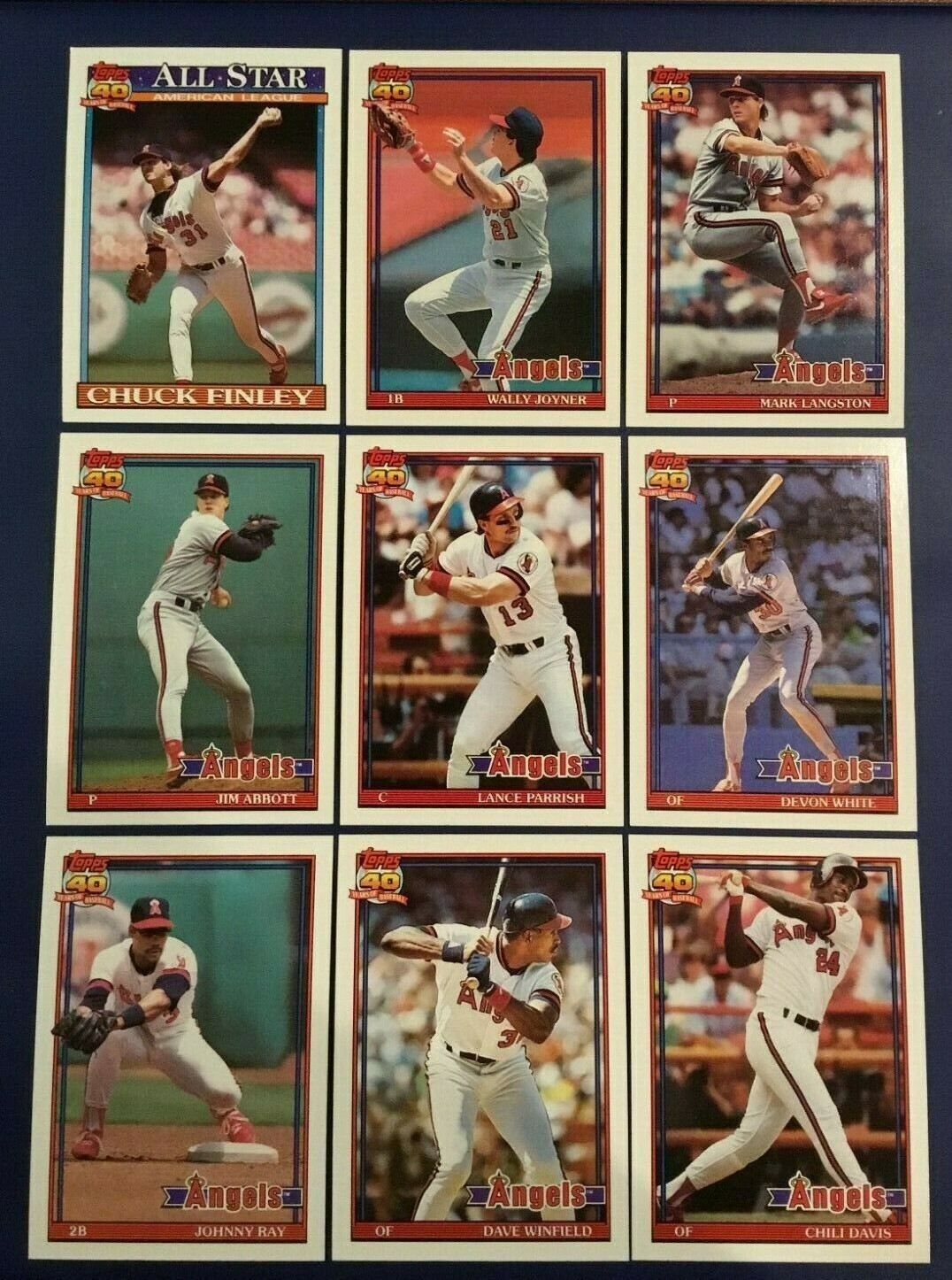 1991 Topps CALIFORNIA ANGELS Complete Team Set 29 ABBOTT, DAVE WINFIELD ...