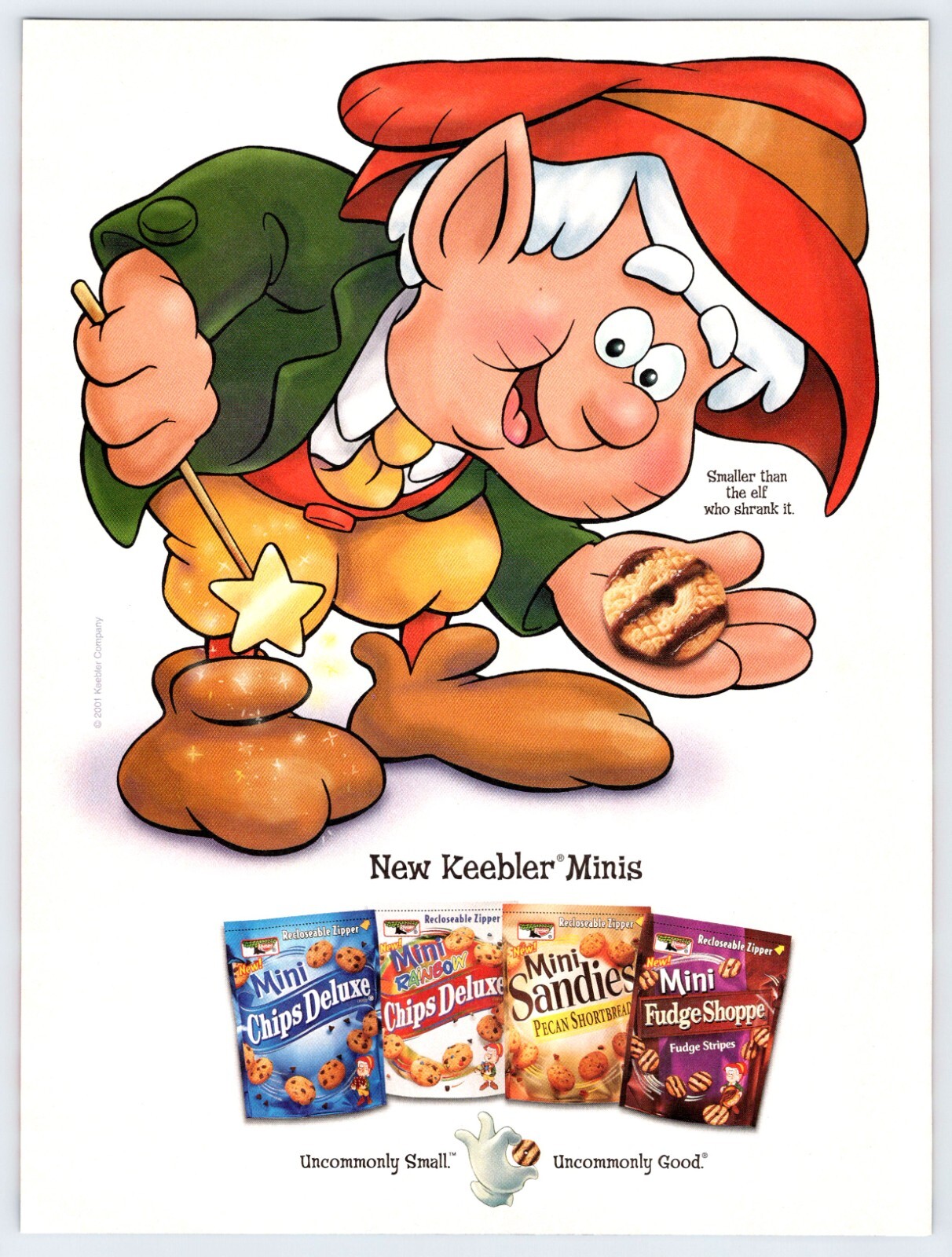 2001 KEEBLER ELF KEEBLER MINIS COOKIES Vintage 8"X10.5" Magazine Ad ...