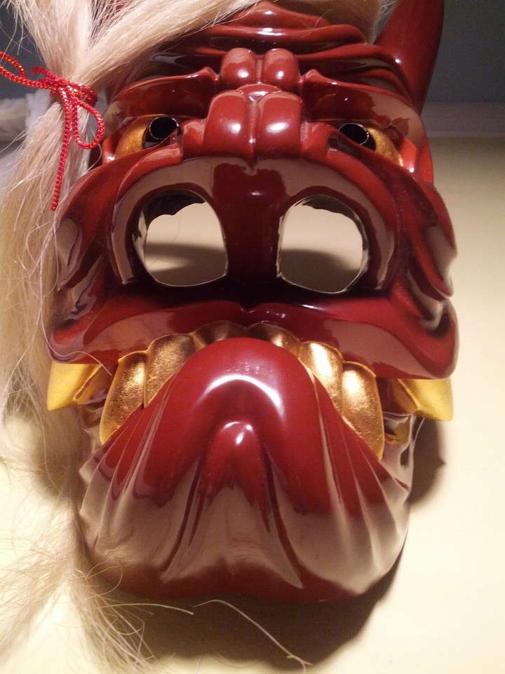 Master Craftsmanship! Japanese Wooden BURYU ONI Mask Japan Kagura Dance ...