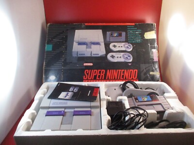 Super Nintendo Console SNES System 2 Control Cables Super Mario World ...
