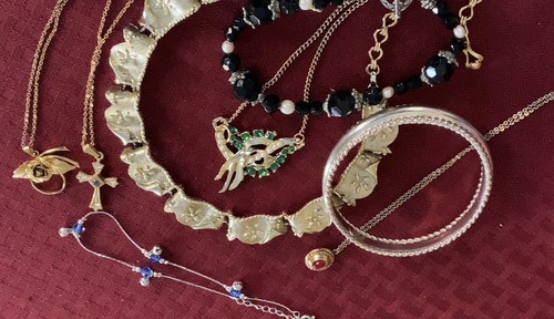 Vintage Modern Jewelry Lot Necklace Choker Bracelet Signed PD STAR Rose ...