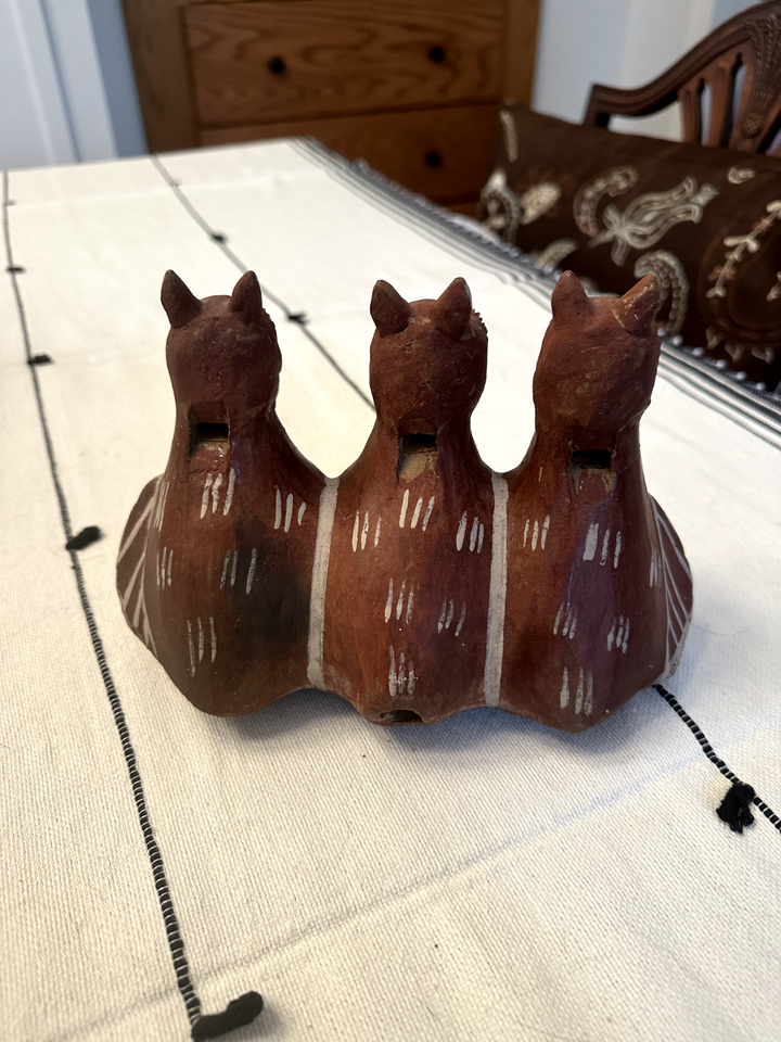 Vintage Peruvian Whistle - three handpainted clay birds | eBay