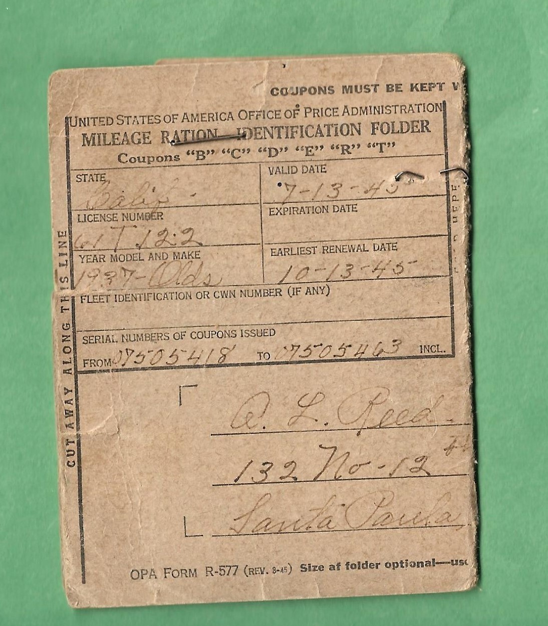 OLD WORLD WAR 11 GAS RATION BOOK USED WITH SOME STAMPS | eBay
